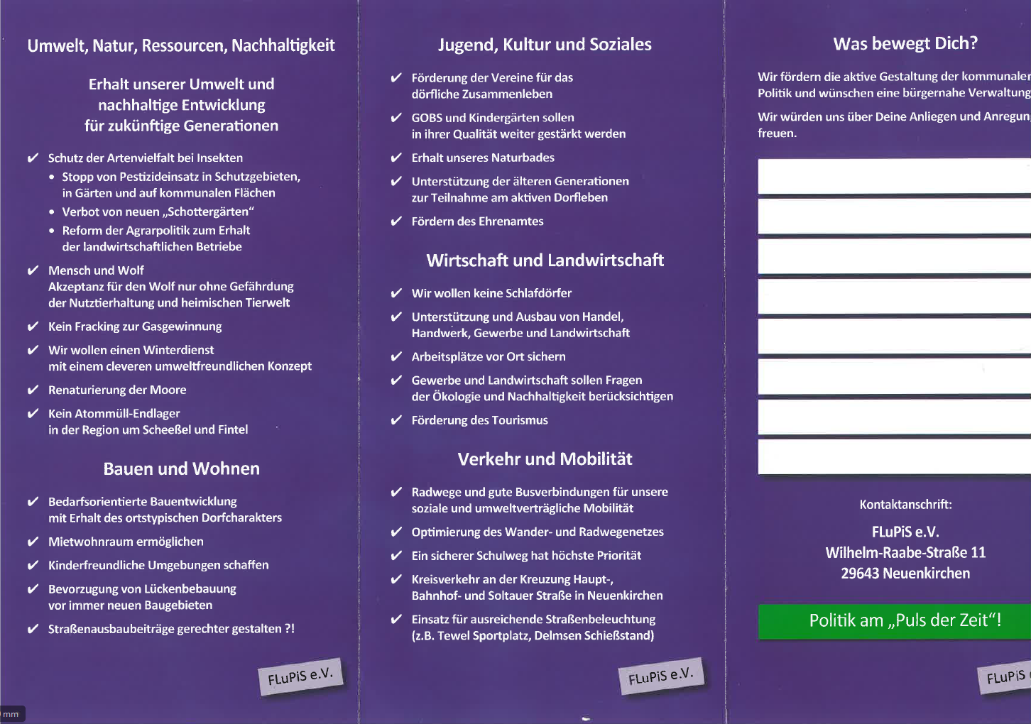Wahlen : Flyer Wahlprogramm Rückseite – FLuPiS e.V.